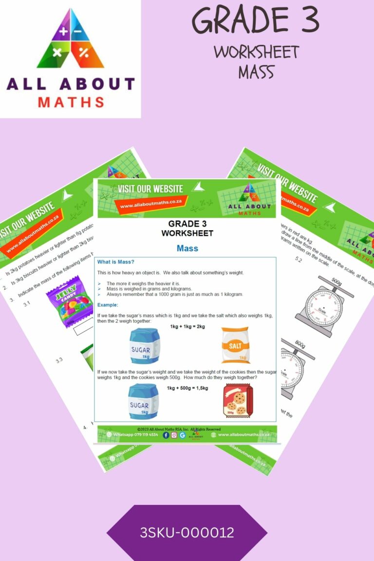 Grade 3 - Worksheet: Mass
