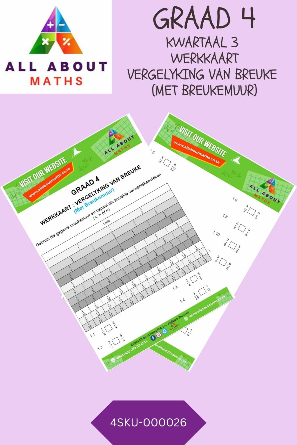 Graad 4 - Werkkaart - Vergelyking Van Breuke (Breukemuur)