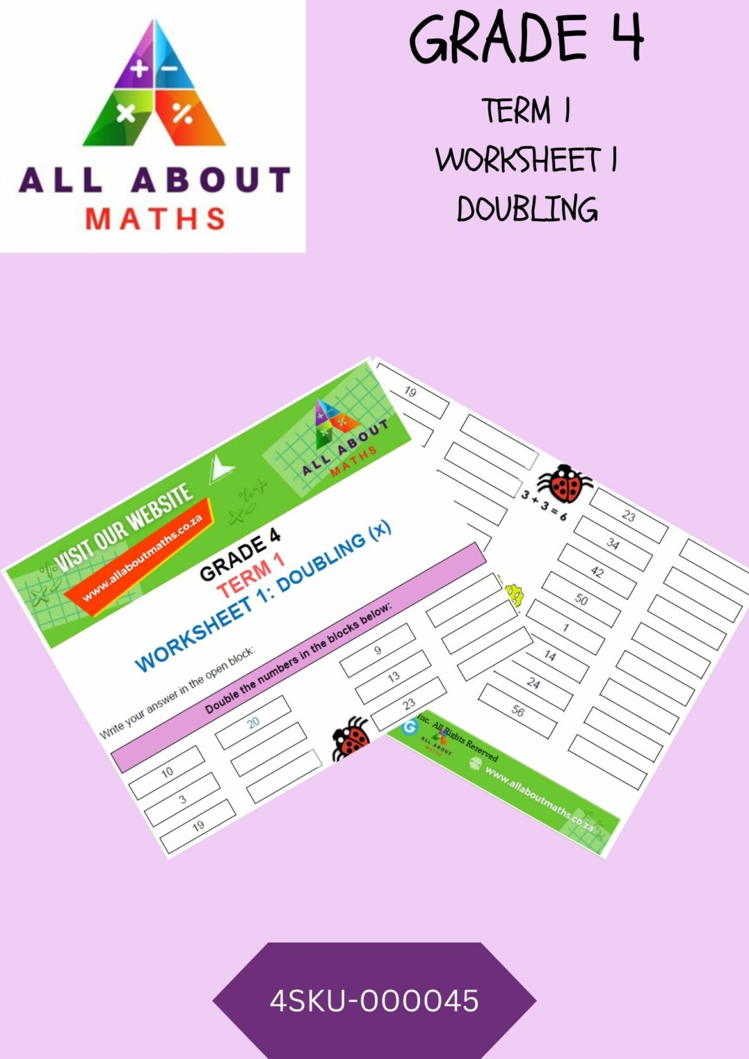 Grade 4 - Worksheet 1: Doubling