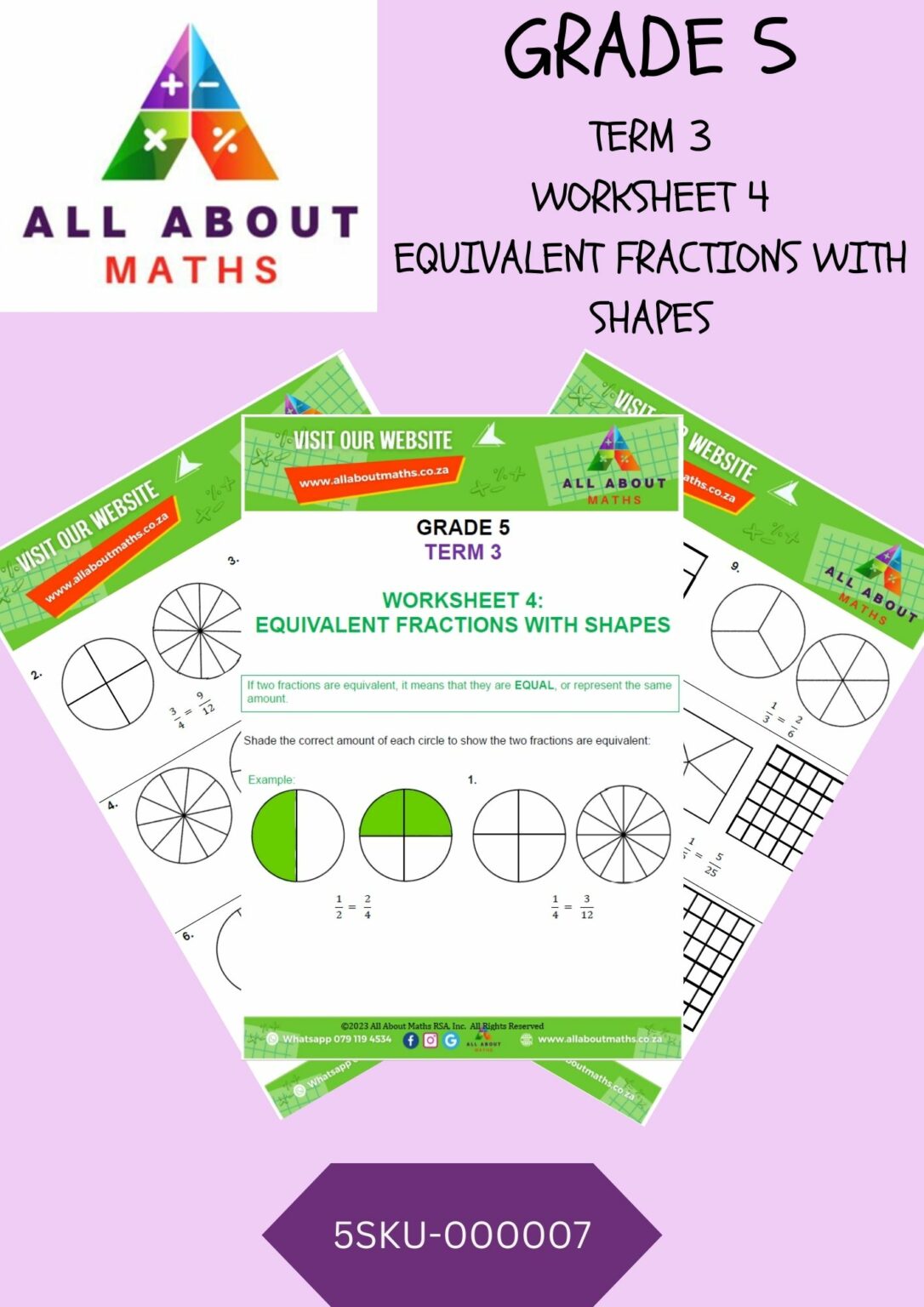 Grade 5 - Worksheet 4: Equivalent Fractions With Shapes
