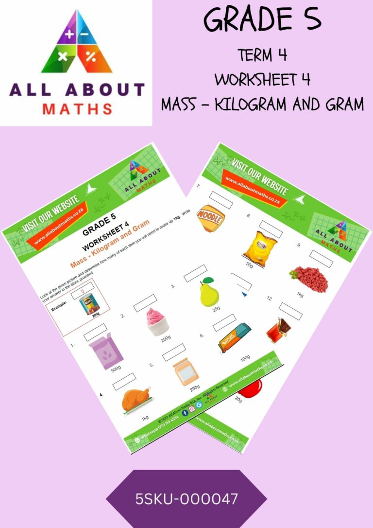 Grade 5 - Mass: Worksheet 4 - Calculating Required Items For 1 Kg Mass