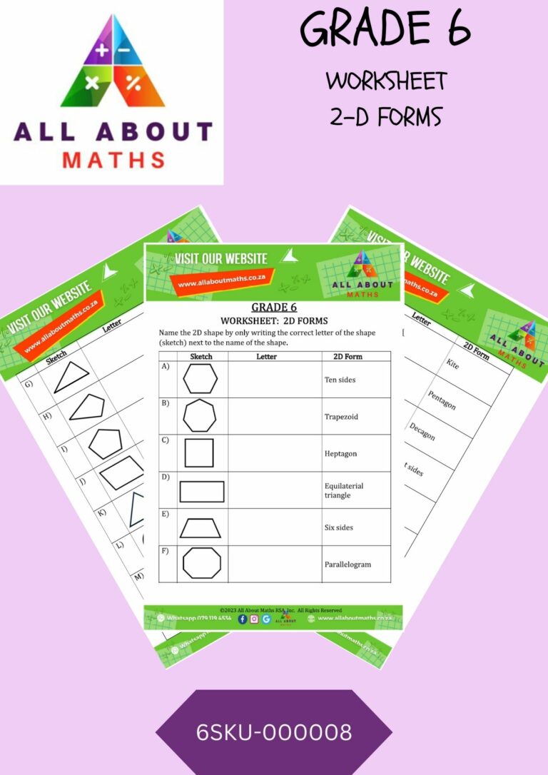 Grade 6 - Worksheet: 2D Shapes