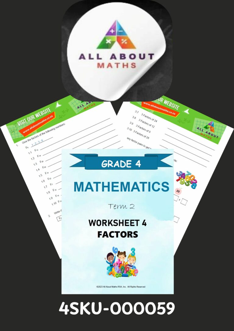 Grade 4 Math's Worksheet Term 2 – Factors