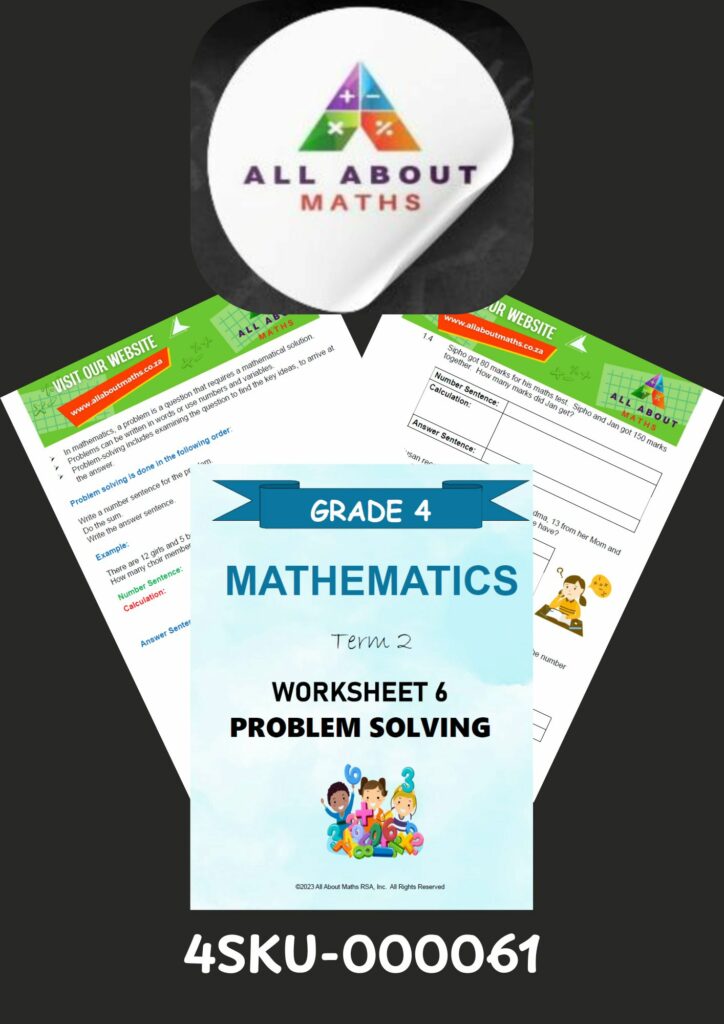 Grade 4 Math S Worksheet Term 2 Problem Solving