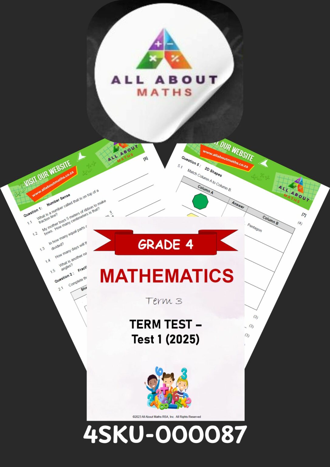 Grade 4 Mathematics Term Test 1 – Term 3 (2025) | CAPS-Aligned