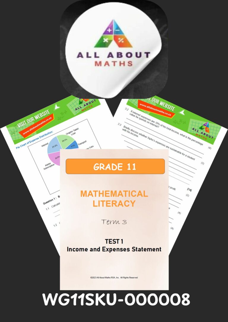 Grade 11 Mathematical Literacy Test – Term 3: Income And Expenditure ...